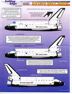 Space Shuttle Decal Sheet